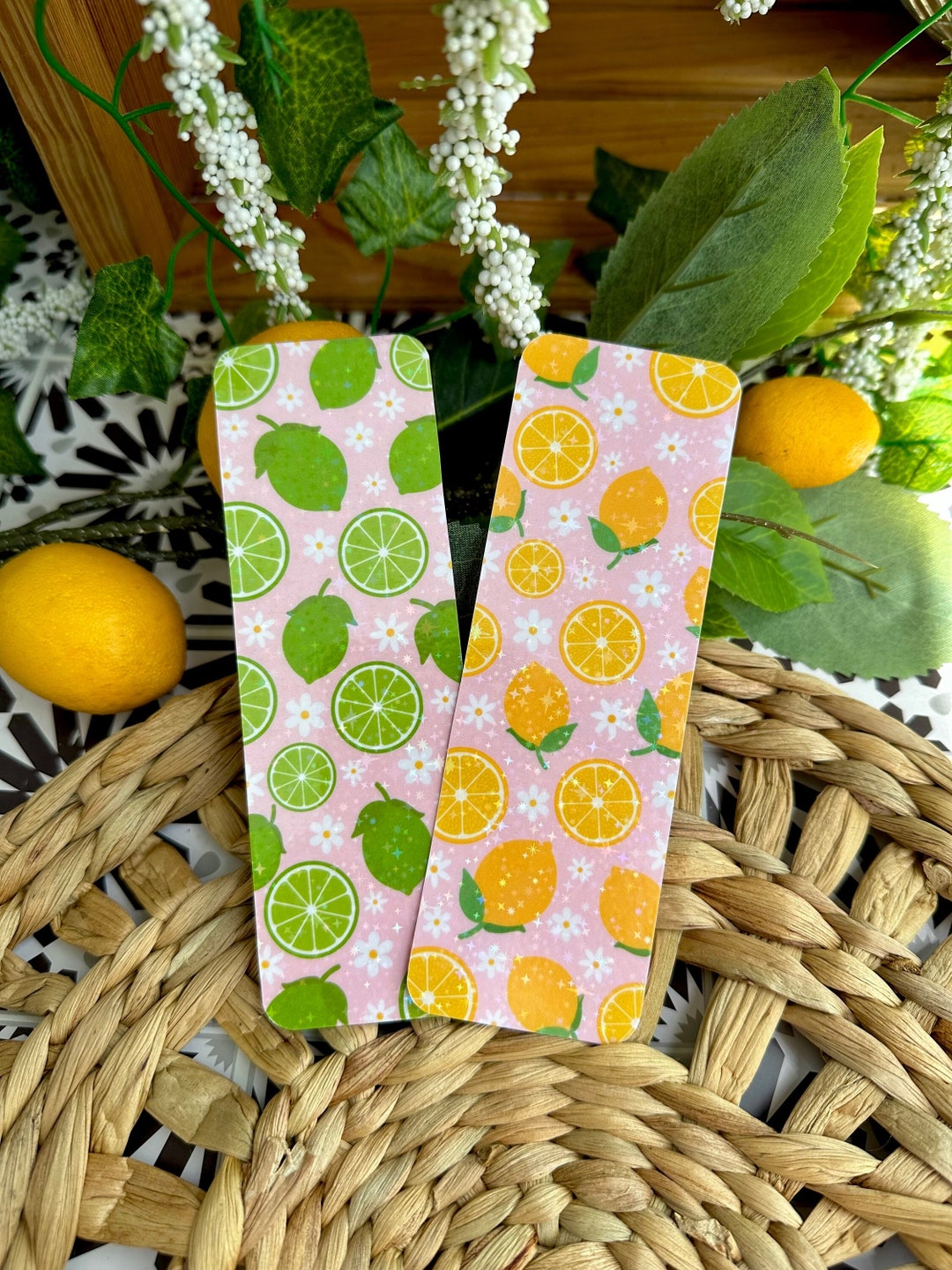 Holographic Lemon and Lime Fruity Bookmark Set Lemon Bookmark Lime ...