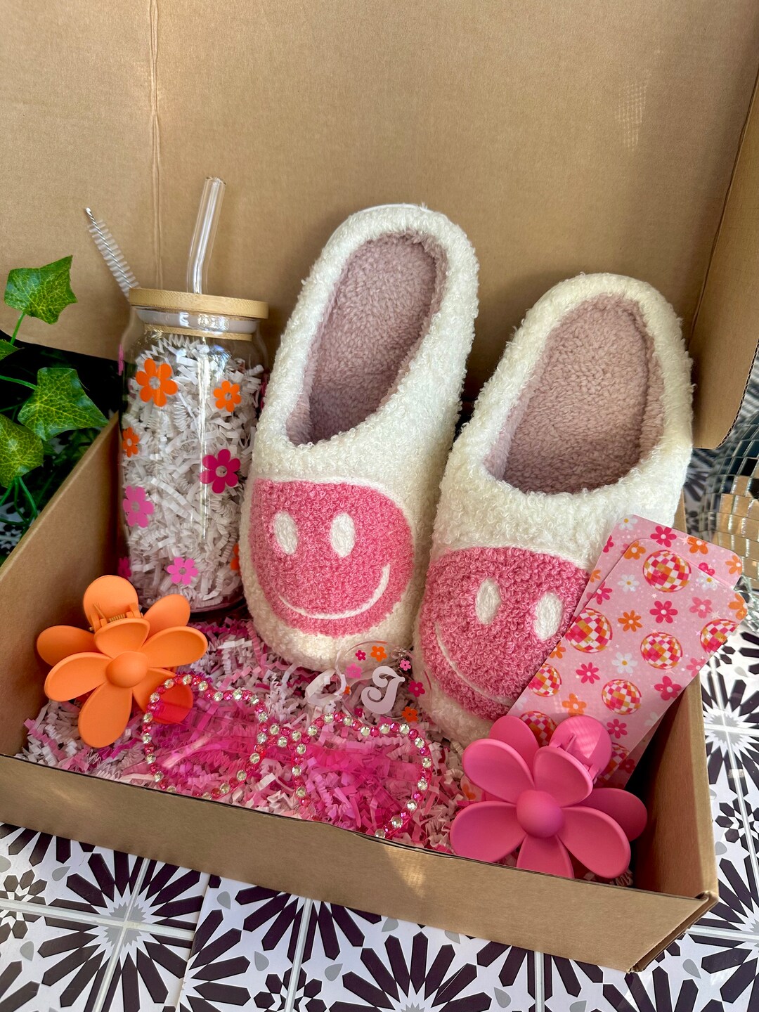 Personalized Pink & Orange Groovy Gift Box | Holiday Gift Box | Custom ...