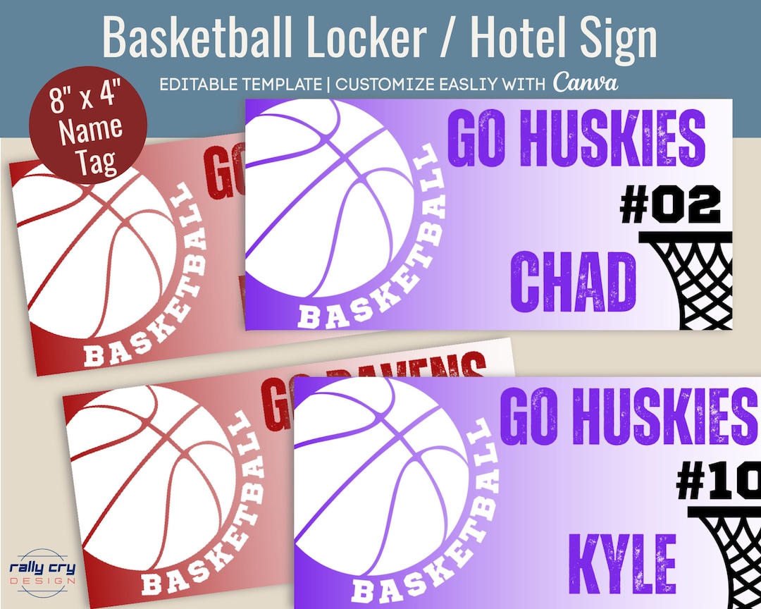 Basketball Hotel Door Sign, Locker Room Decoration Name Tag, Team ...