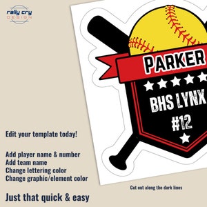 Girls Softball Hotel Door Sign, Locker Decoration Name Tag, Softball ...