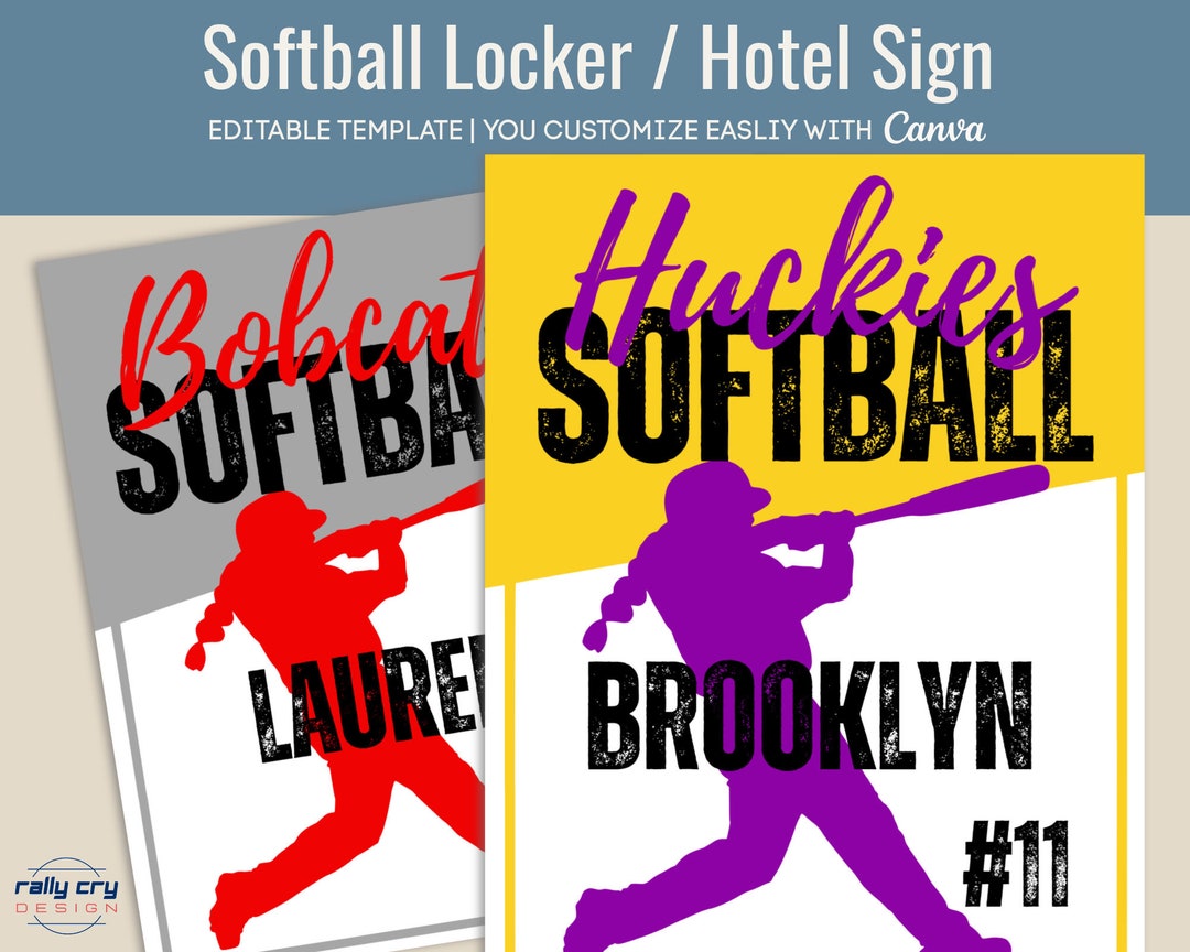 Girls Softball Locker Decoration, Tournament Hotel Door Sign, Softball ...