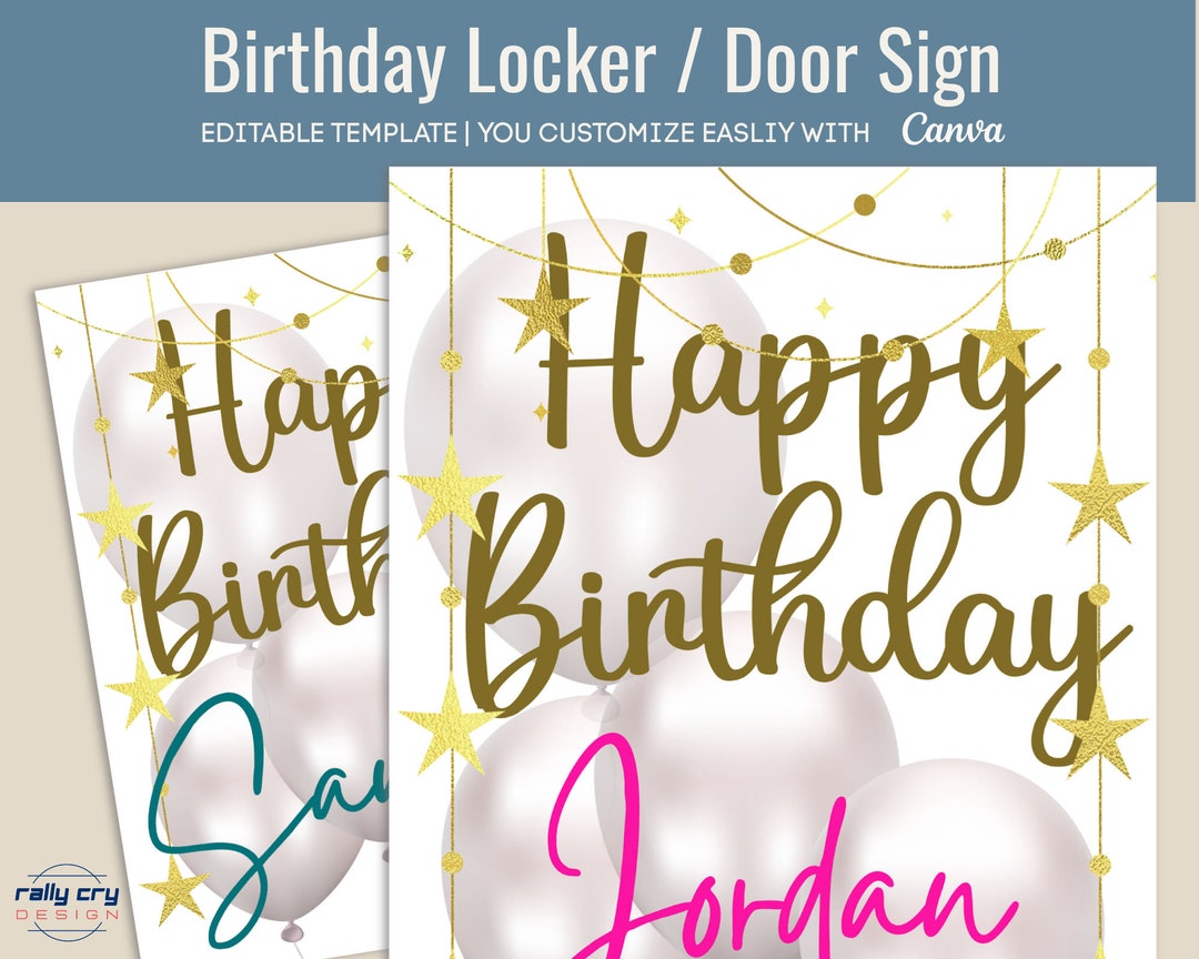 Happy Birthday Locker Sign Tag, Birthday Locker Decoration, Birthday ...