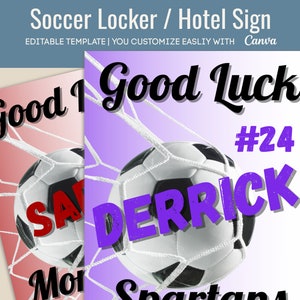Good Luck Soccer Locker Decoration Sign Tag, Travel Team Hotel Door ...