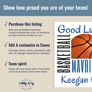 Good Luck Basketball Hotel Door Sign, Pep Rally Team Spirit Poster ...