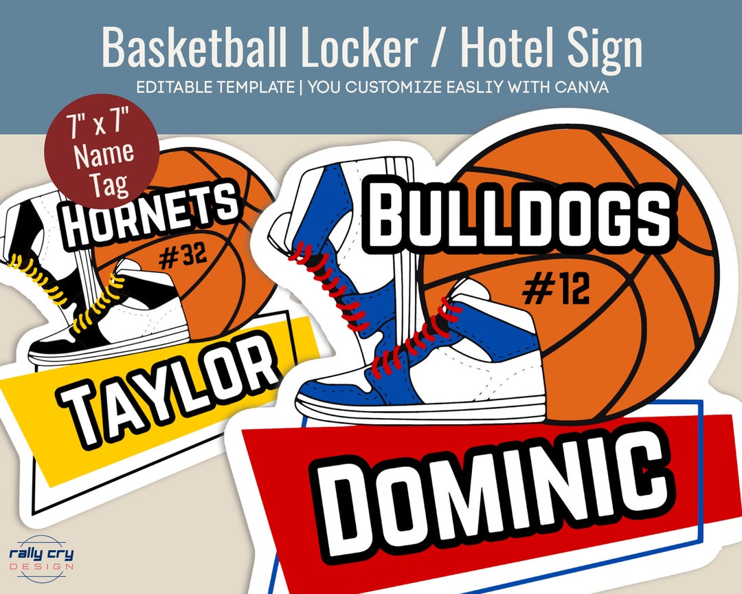 Basketball Travel Team Hotel Door Sign, Locker Decoration Name Tag ...