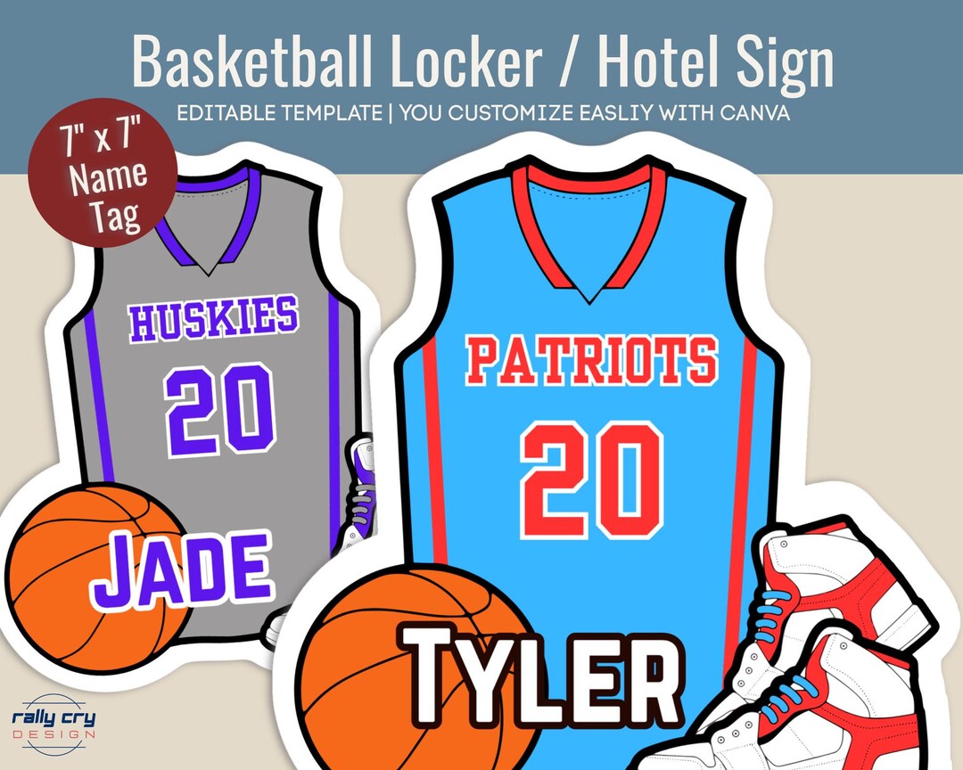 Basketball Jersey Hotel Door Sign, Locker Decoration Name Tag, Travel ...