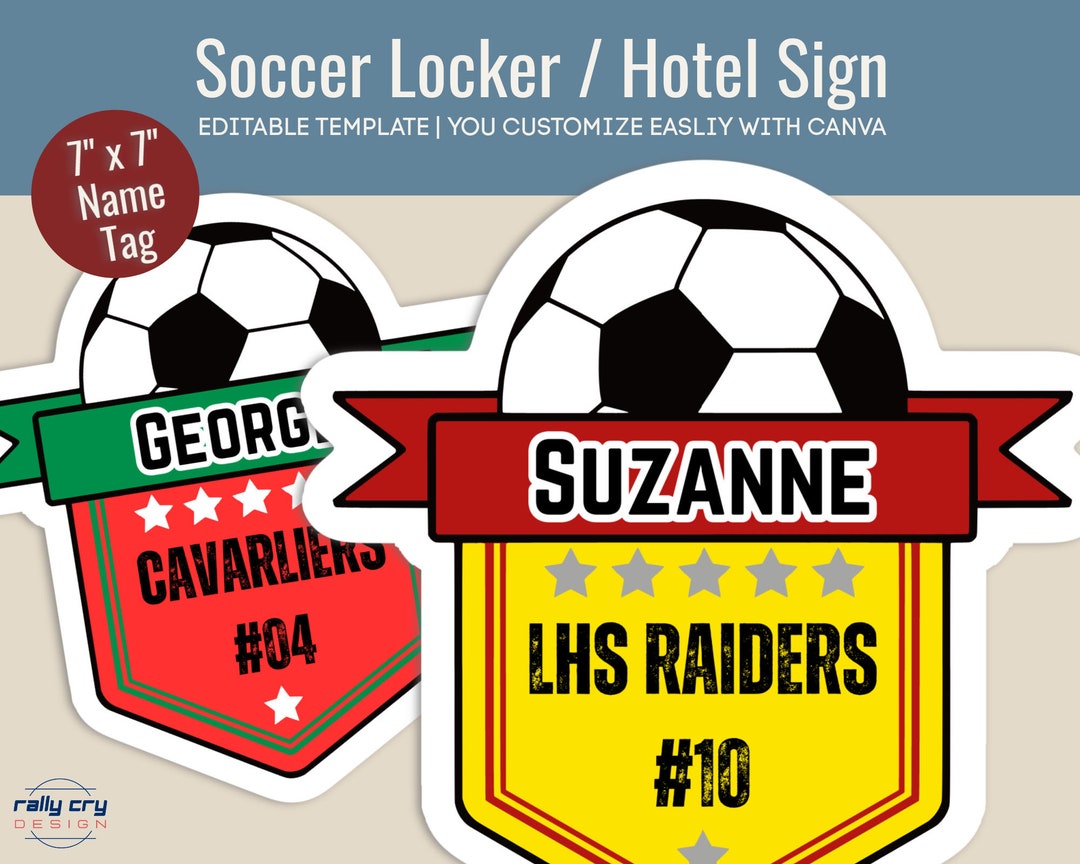 Soccer Team Hotel Door Name Tag, Locker Decoration Sign, Soccer ...