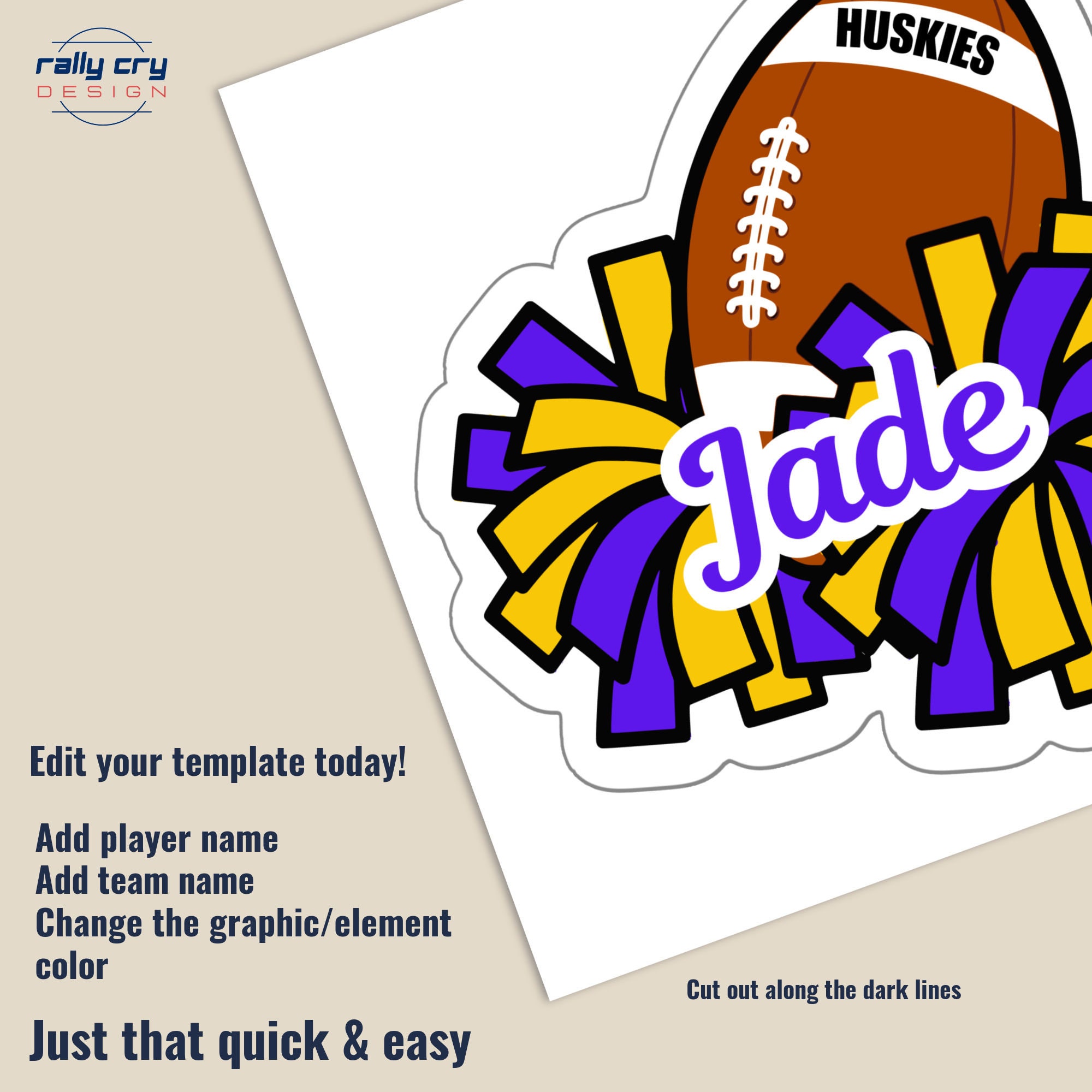 Football Cheerleader Name Tag Cheerleader Locker Decoration - Etsy