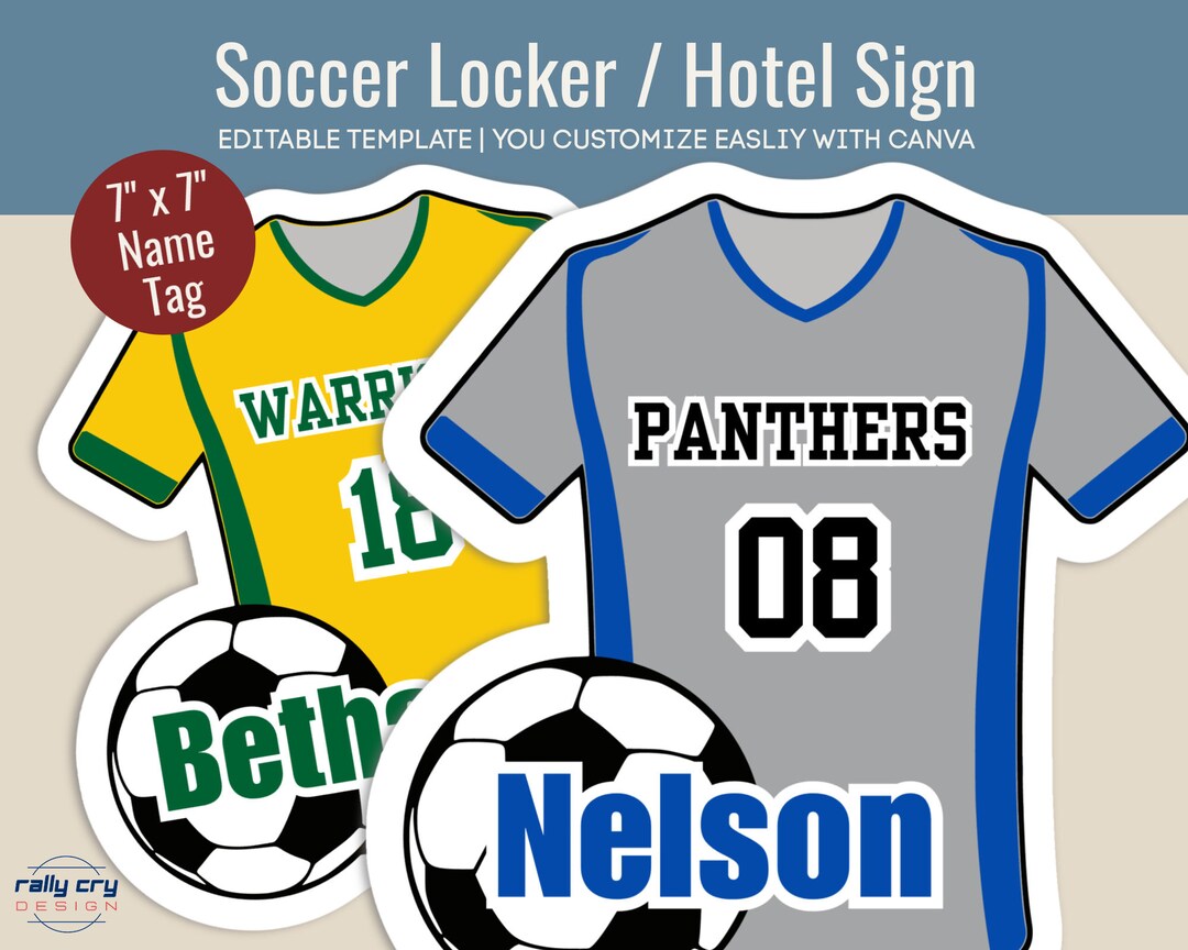 Soccer Jersey Hotel Door Name Tag, Locker Room Decoration Sign, Soccer ...