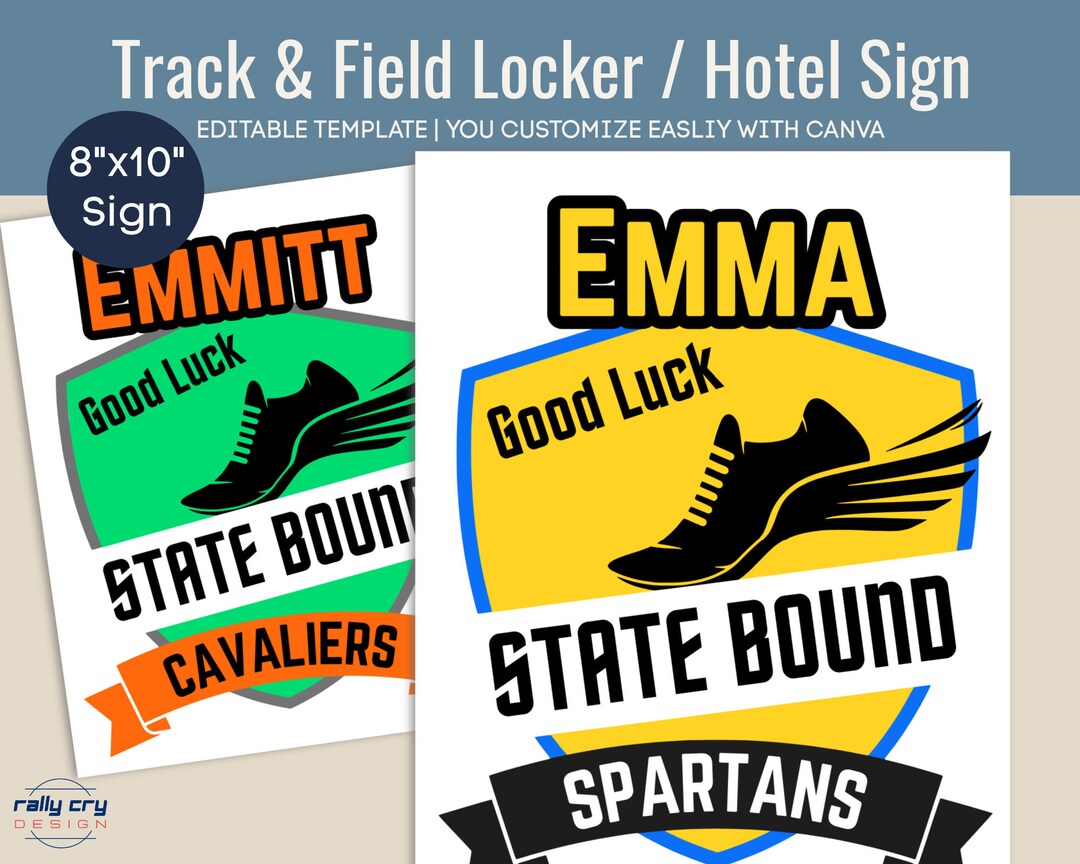 Track & Field Good Luck State Bound Locker Sign Tag, Travel Team Hotel ...