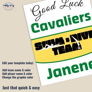 Good Luck Swim & Dive Team Locker Decoration Sign, Hotel Door Sign Tag ...
