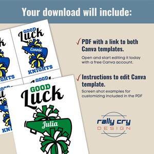 Good Luck Cheer Locker Decoration Sign and Gift Tag Bundle, Cheer Team ...