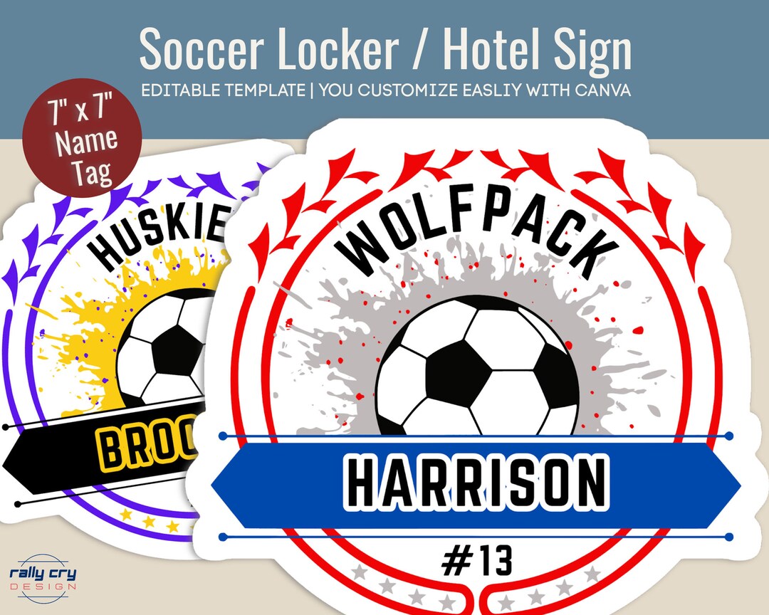 Soccer Locker Name Tag, Soccer Hotel Door Decoration Sign, Soccer ...