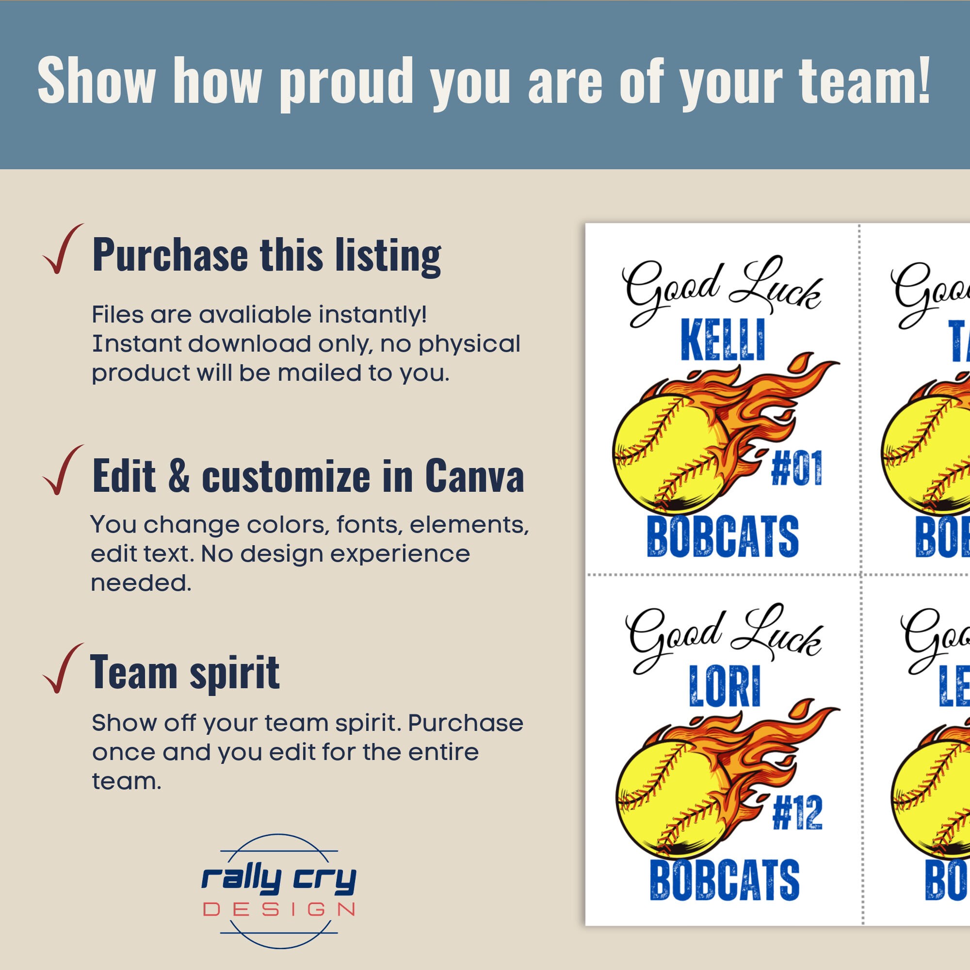 Good Luck Softball Name Gift Tag Softball Game Day Goodie Bag - Etsy