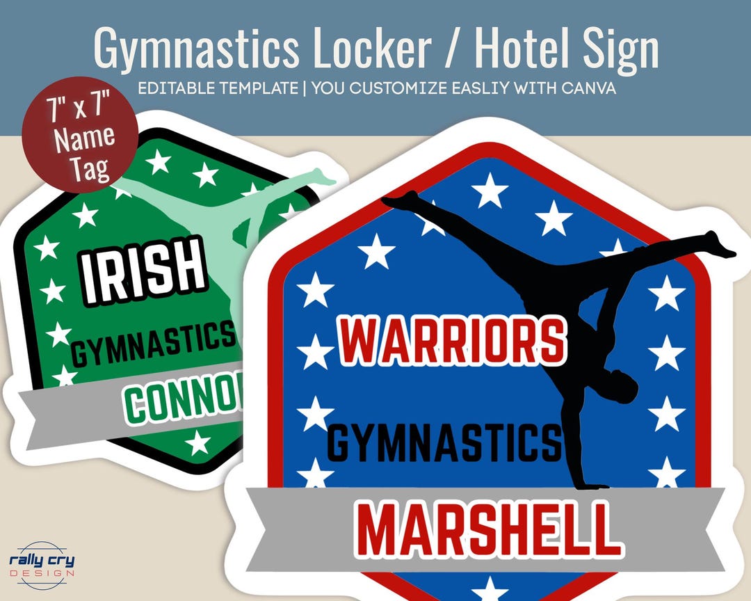 Boys Gymnastics Locker Decoration, Gymnast Name Tag, Travel Hotel Door ...
