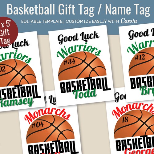 Good Luck Basketball Name Gift Tag Basketball Goodie Bag Name - Etsy