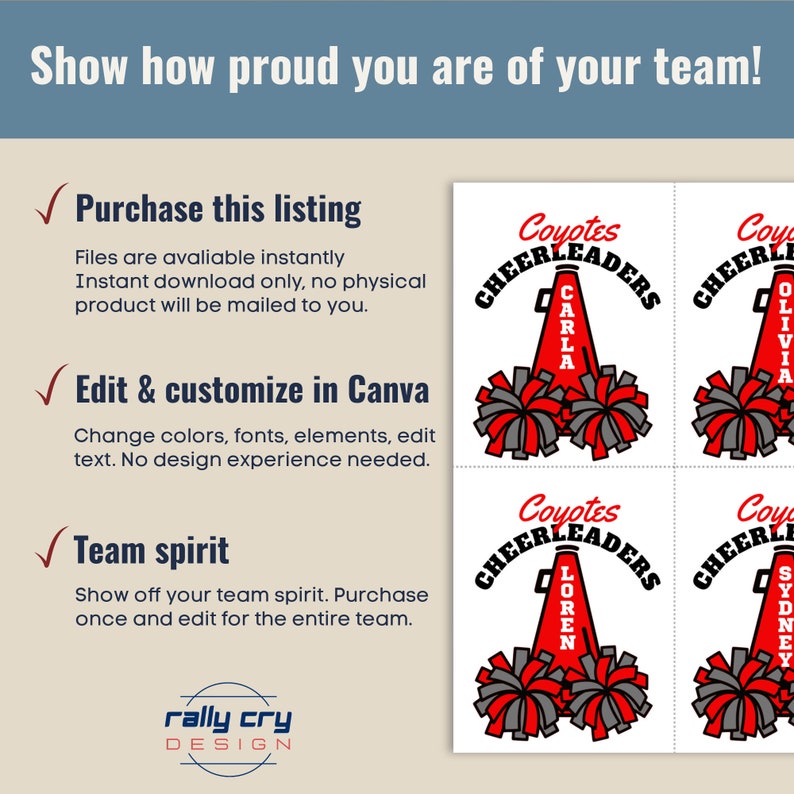 Cheerleader Name Gift Tag Travel Team Snack Bag Hang Tag - Etsy