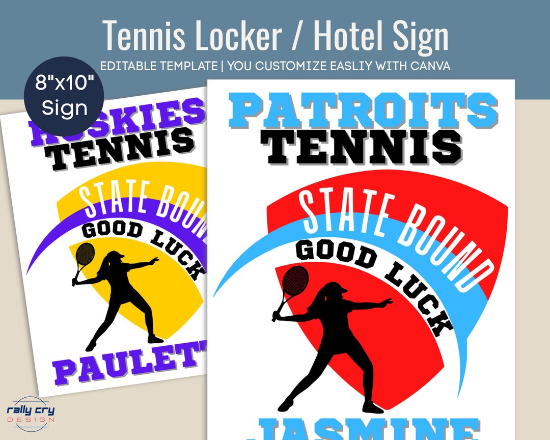 Girl's Tennis Good Luck Locker Sign, Tennis Hotel Door Sign, Travel ...