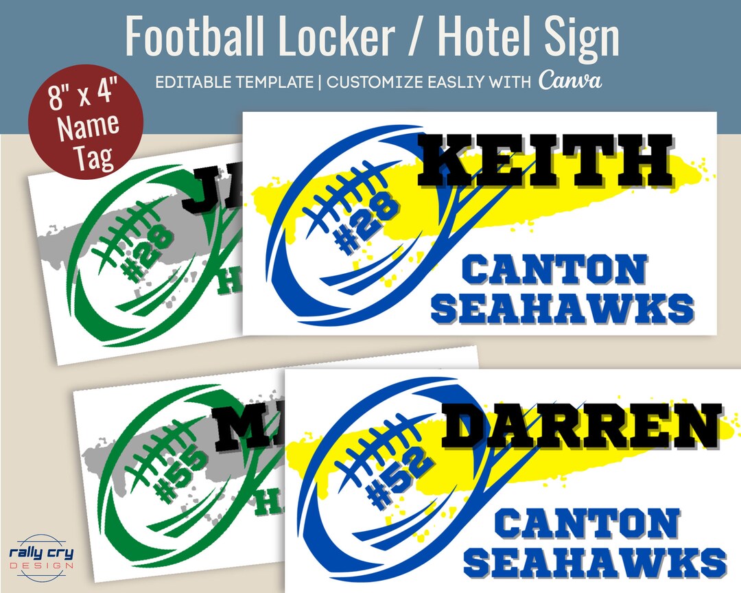 Football Hotel Door Sign, Locker Decoration Name Tag, Sport Team Travel ...