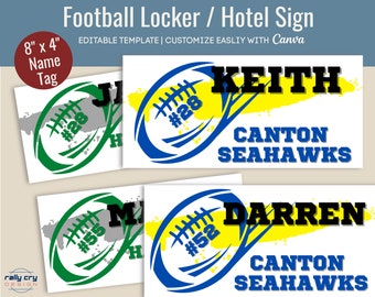 Football Locker Name Tag - Etsy