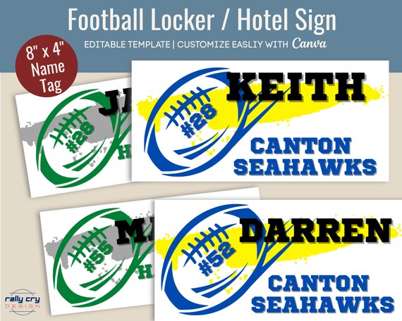 Football Hotel Door Sign Locker Decoration Name Tag Sport - Etsy