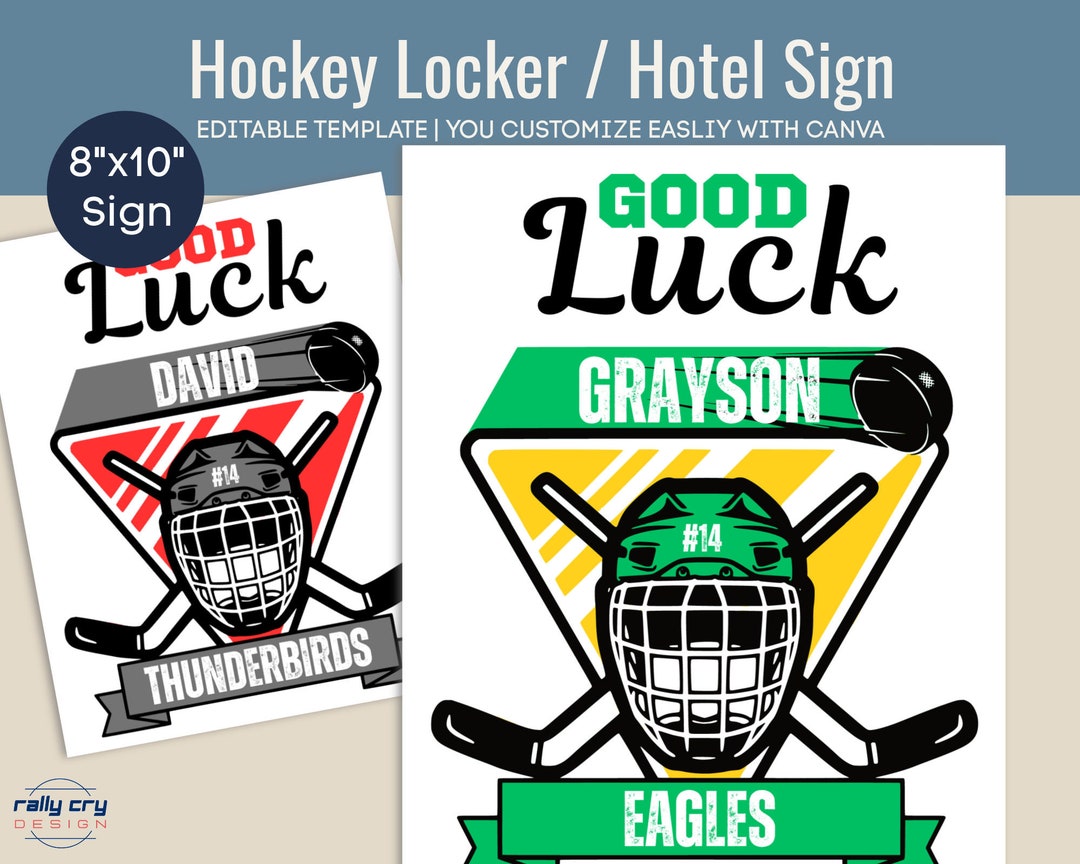 Good Luck Hockey Locker Sign, Hockey Travel Hotel Door Sign, Locker ...