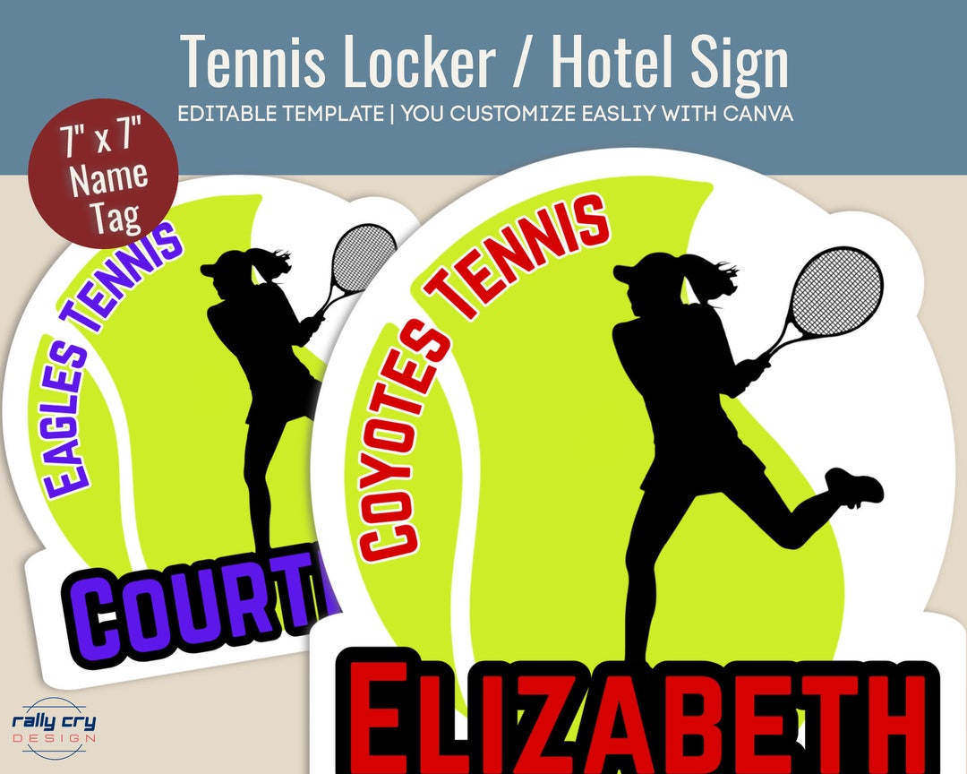Girls Tennis Hotel Door Sign, Locker Decoration Name Tag, Tennis Travel ...