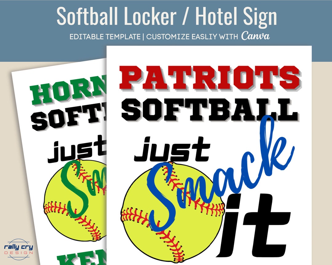Girls Softball Locker Sign Tag, Locker Decoration, Team Hotel Sign, Pep ...