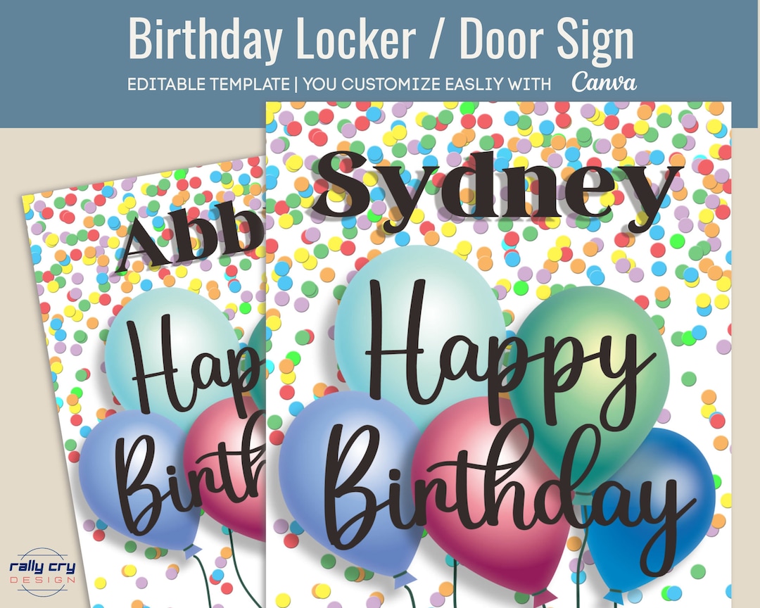 Happy Birthday Locker Decoration, Birthday Locker Sign Tag, Birthday ...