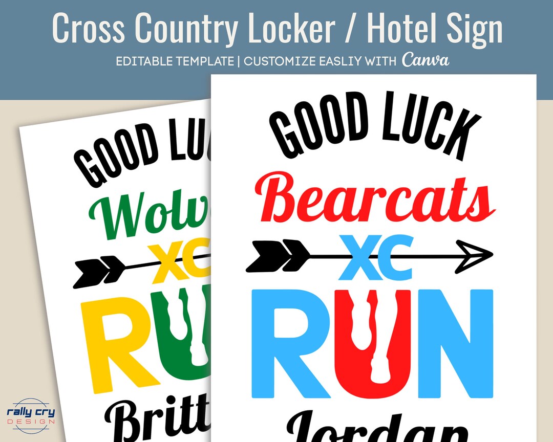 Good Luck Cross Country Locker Decoration, Locker Sign Tag, XC Team ...