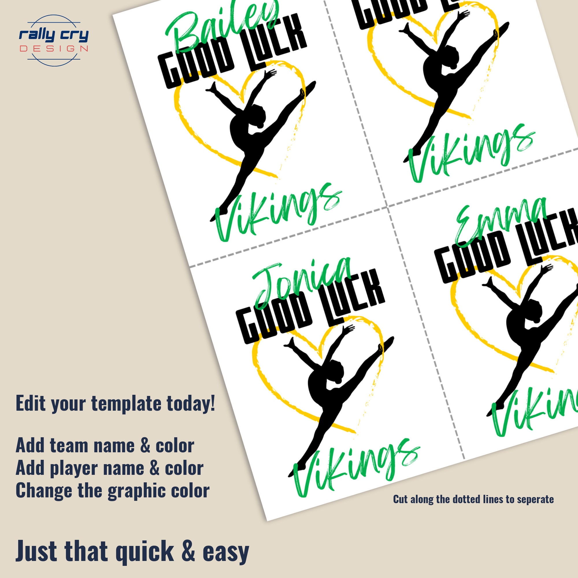 Good Luck Gymnastics Name Gift Tag, Dance Team Name Tag for Travel ...