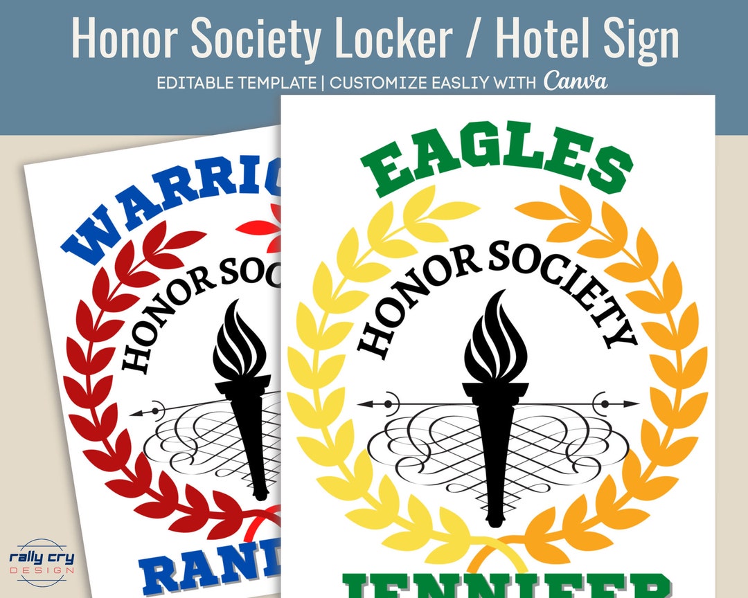 Honor Society Locker Sign Tag, Hotel Door Sign, Locker Decoration Tag ...