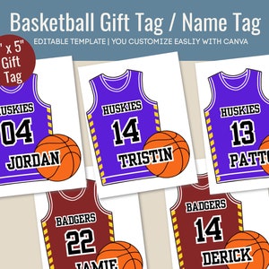 Basketball Jersey Name Gift Tag, Personalize Snack Name Tag for Travel ...