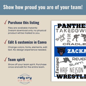 Wrestling Hotel Door Sign, Locker Room Tag, Pep Rally Team Spirit ...