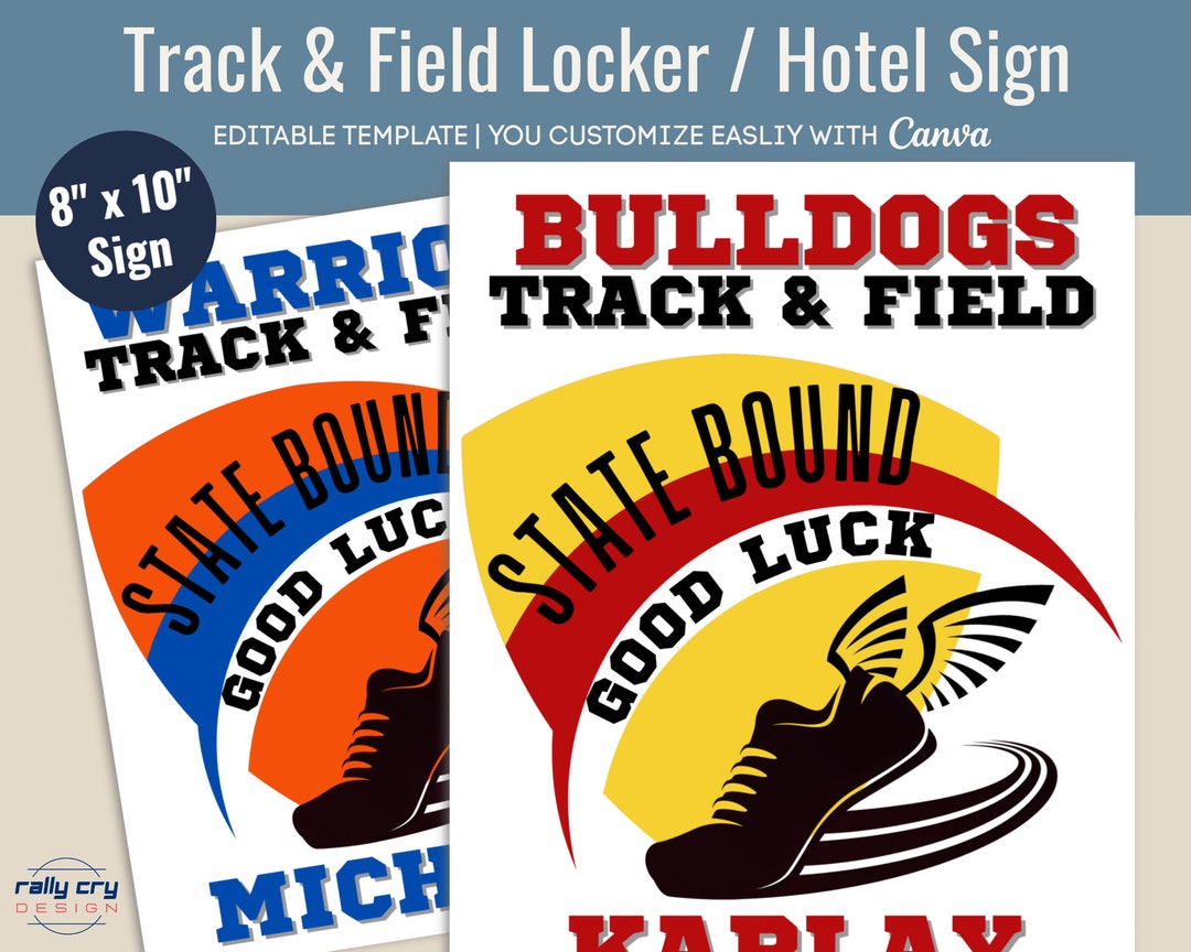 Track & Field Good Luck State Locker Decoration, Locker Sign Tag ...