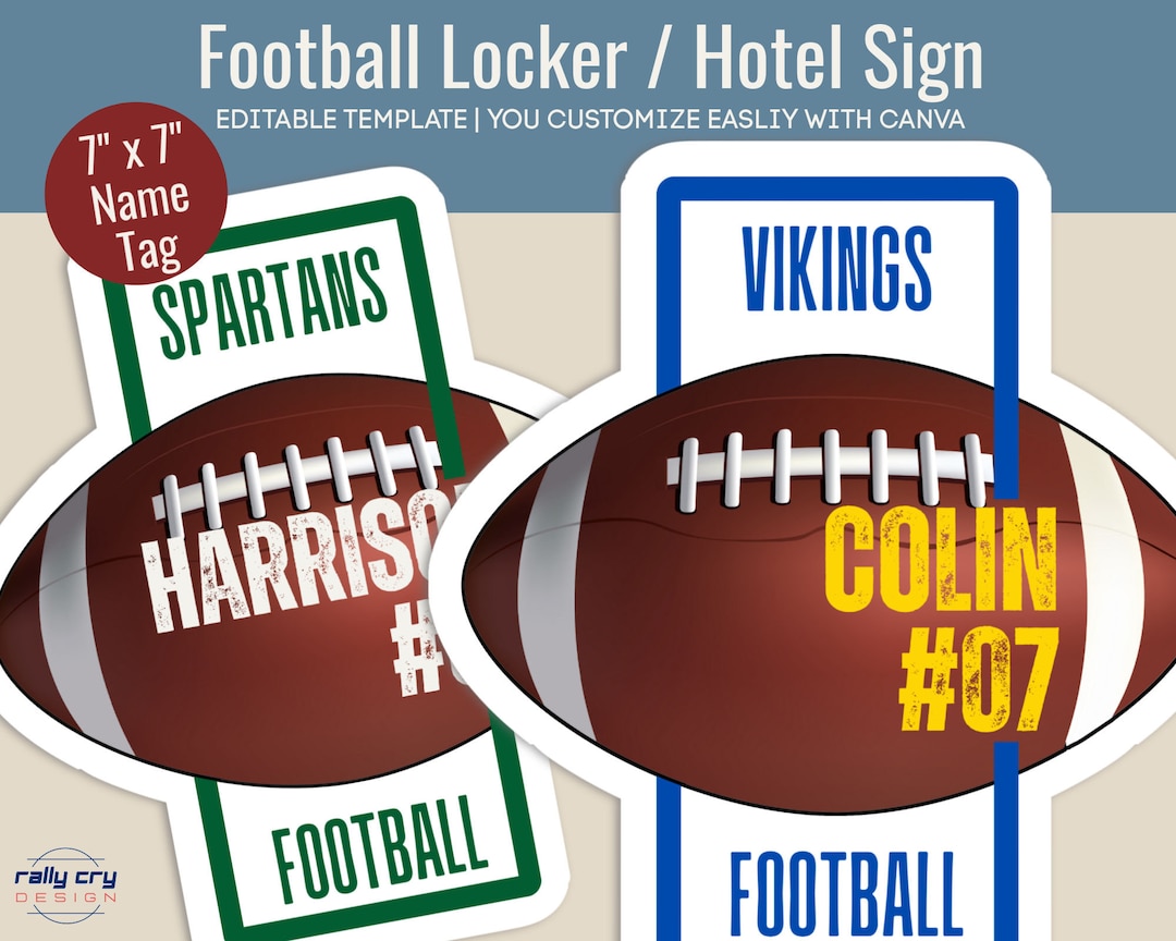 Football Hotel Door Sign, Locker Decoration Name Tag, Football Club ...