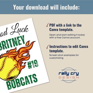 Good Luck Girls Softball Hotel Door Sign, Locker Decoration Name Tag ...