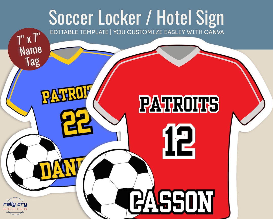 Soccer Jersey Locker Room Decoration Sign, Soccer Hotel Door Name Tag ...
