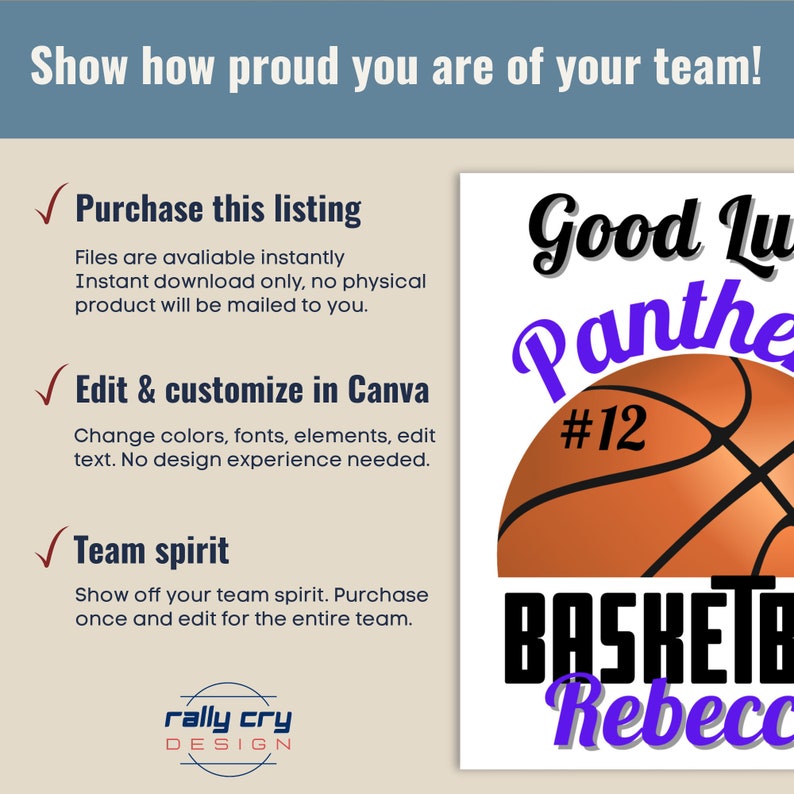 Good Luck Basketball Hotel Door Sign, Locker Tag, Pep Rally Team Spirit ...