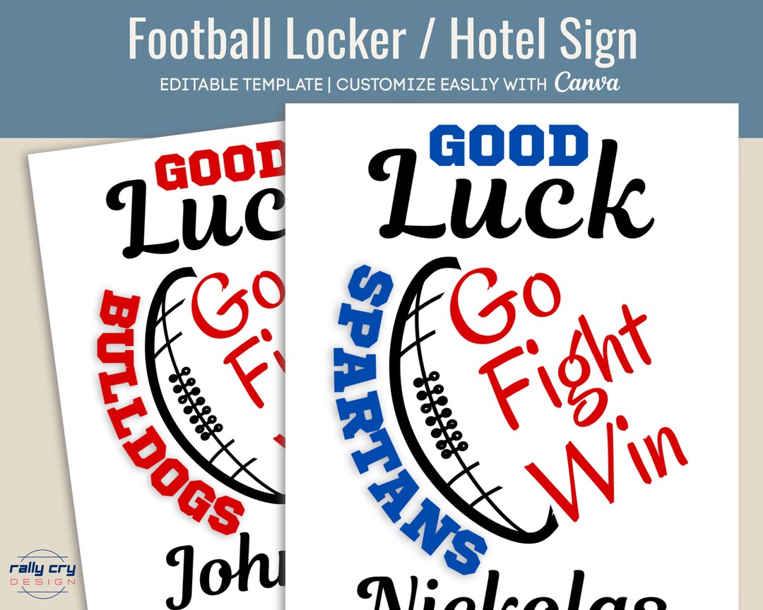 Good Luck Football Locker Decoration, Locker Sign Tag, Hotel Door Sign ...