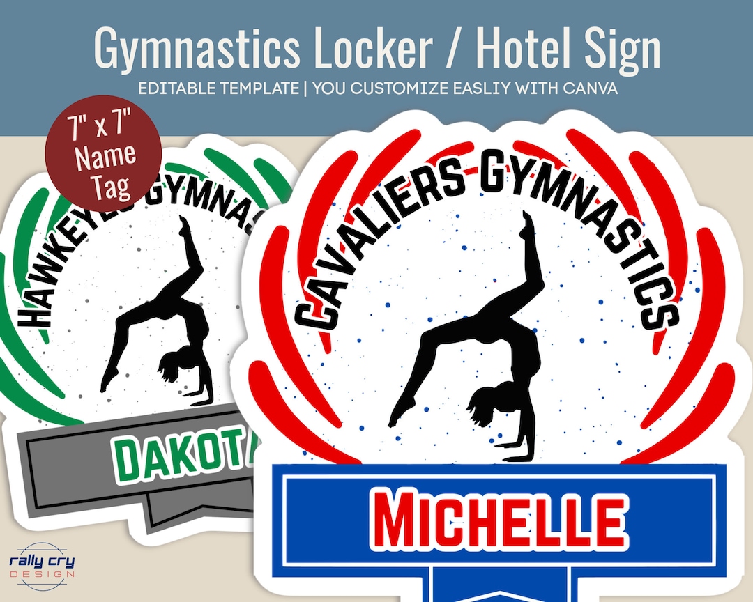 Gymnastics Hotel Door Sign, Gymnast Name Tag, Locker Decoration Sign ...