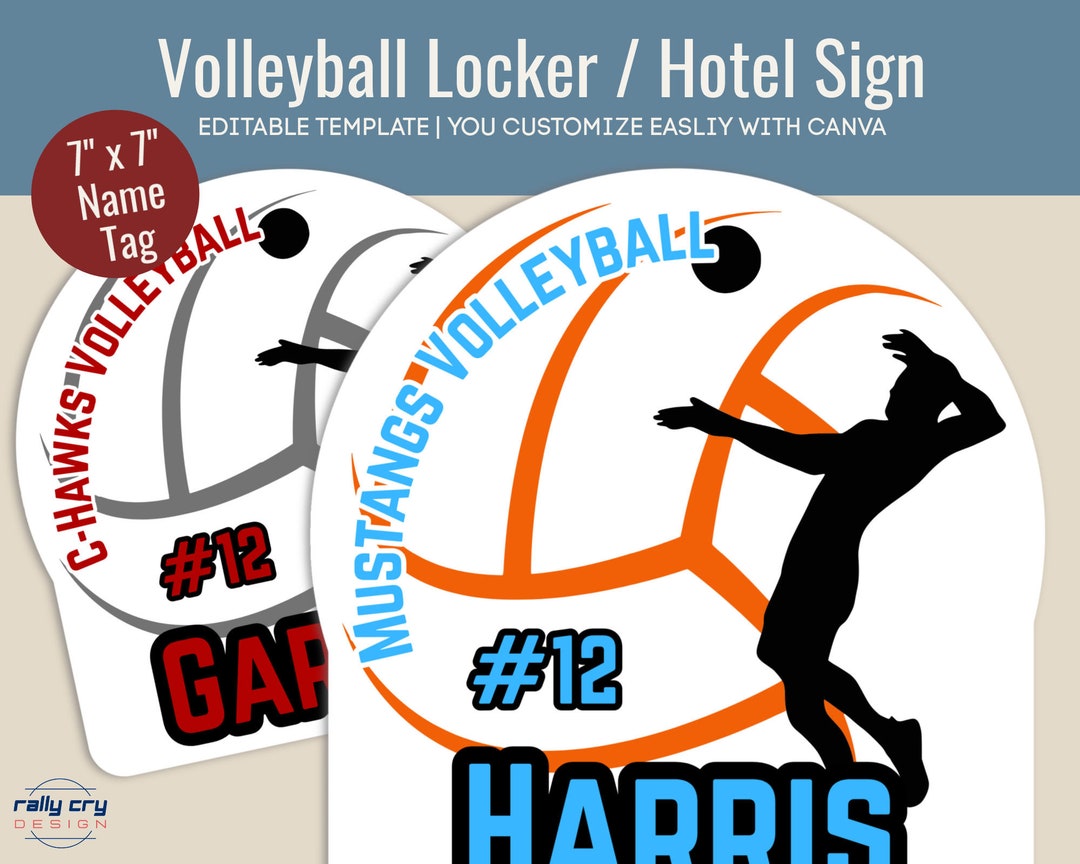 Boys Volleyball Hotel Door Sign, Locker Decoration Name Tag, Volleyball ...