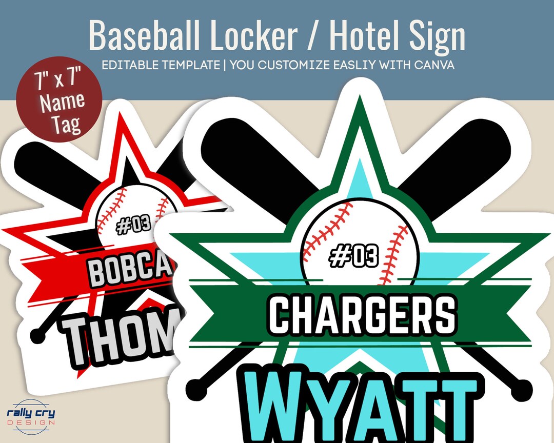 Baseball Hotel Door Sign, Locker Decoration Name Tag, Baseball Team ...
