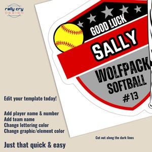 Good Luck Softball Hotel Door Sign, Locker Decoration Name Tag ...