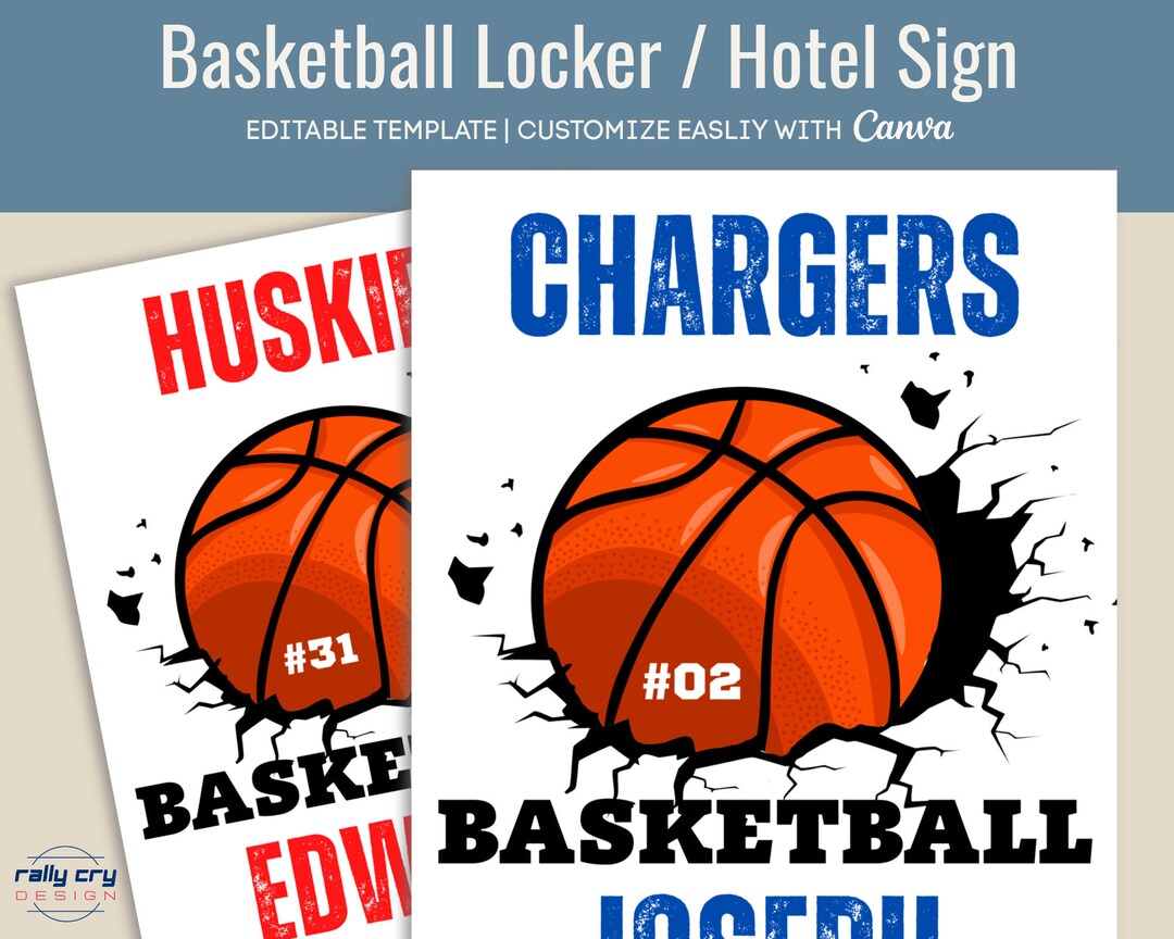 Basketball Hotel Door Sign, Locker Tag, Pep Rally Team Spirit Poster ...