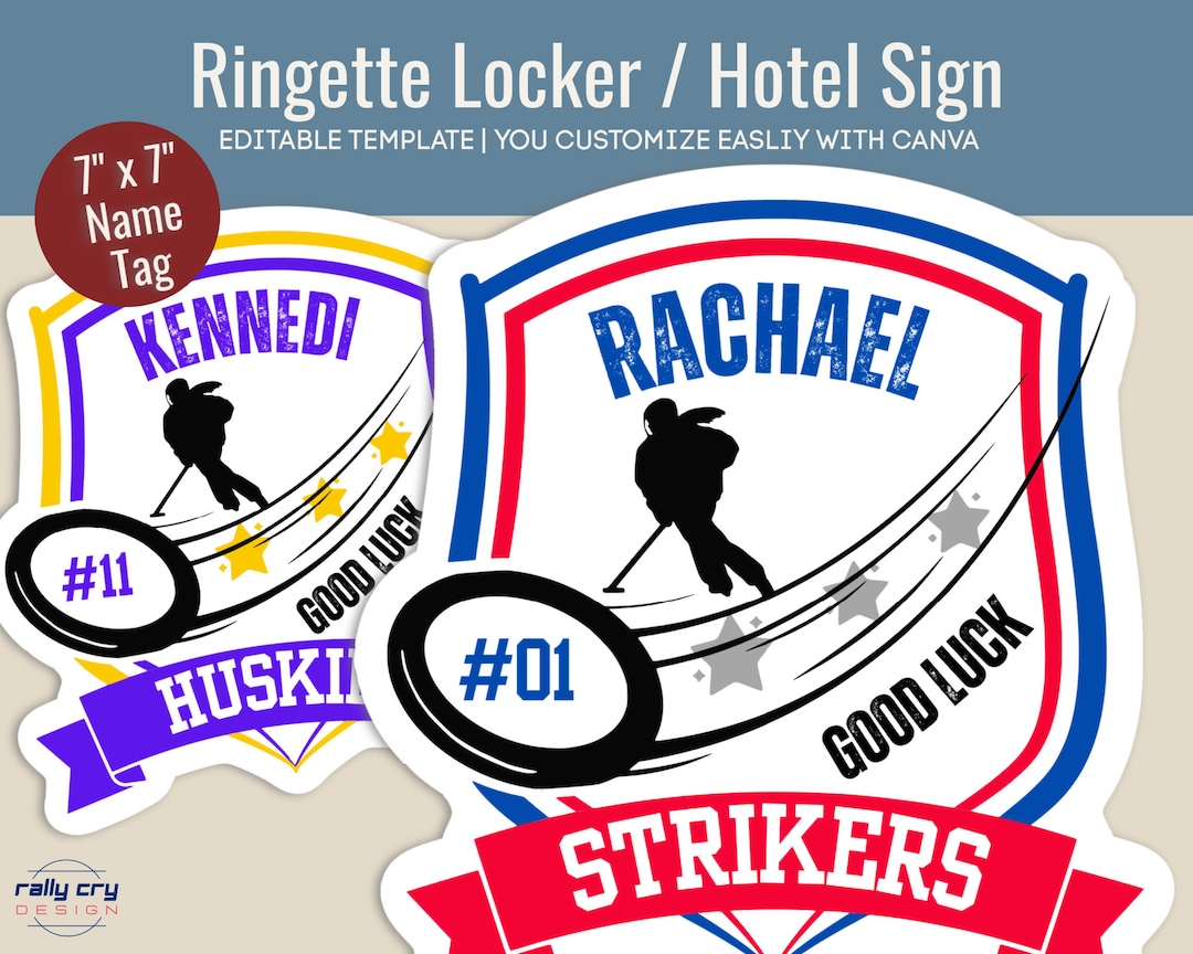 Ringette Hotel Door Sign, Locker Decoration Name Tag, Club Ringette ...