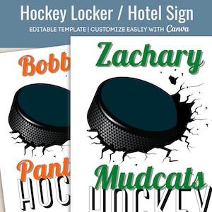 Hockey Hotel Door Sign, Locker Room Tag, Club Hockey Name Tag Sign ...