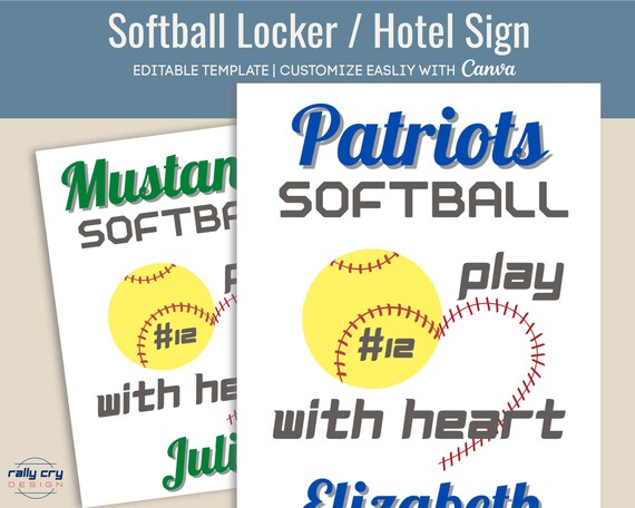 Girls Softball Locker Sign Tag Locker Decoration Team Hotel | Etsy