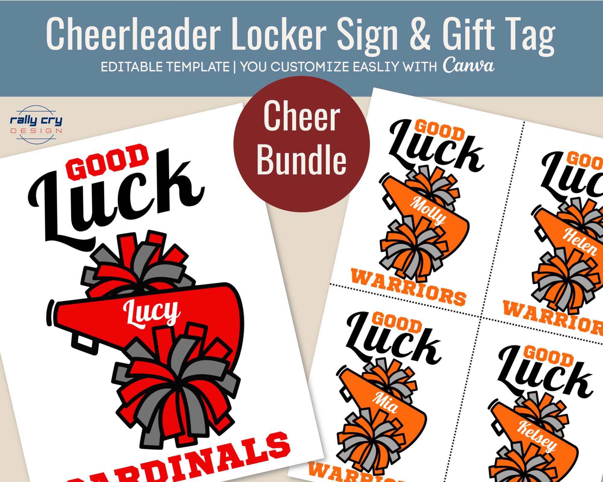 Good Luck Cheer Locker Decoration Sign and Gift Tag Bundle - Etsy