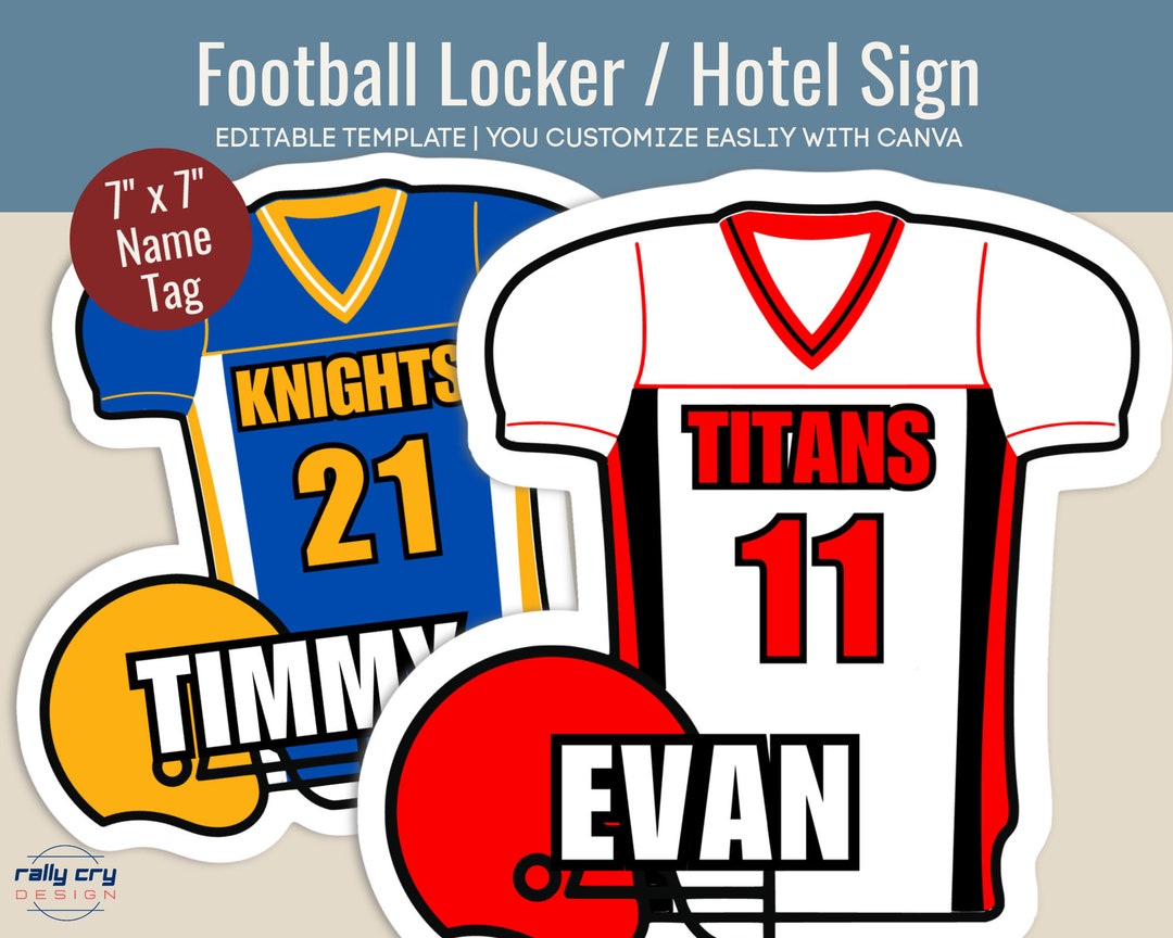 Football Hotel Door Sign, Locker Decoration Name Tag, Football Club ...